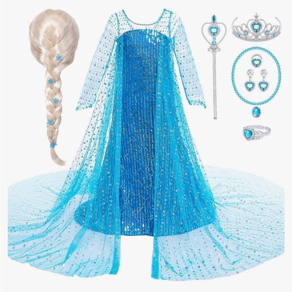Dresses | Elsa Frozen Dress Costume Princess Dress Up 34 Yo | Poshmark